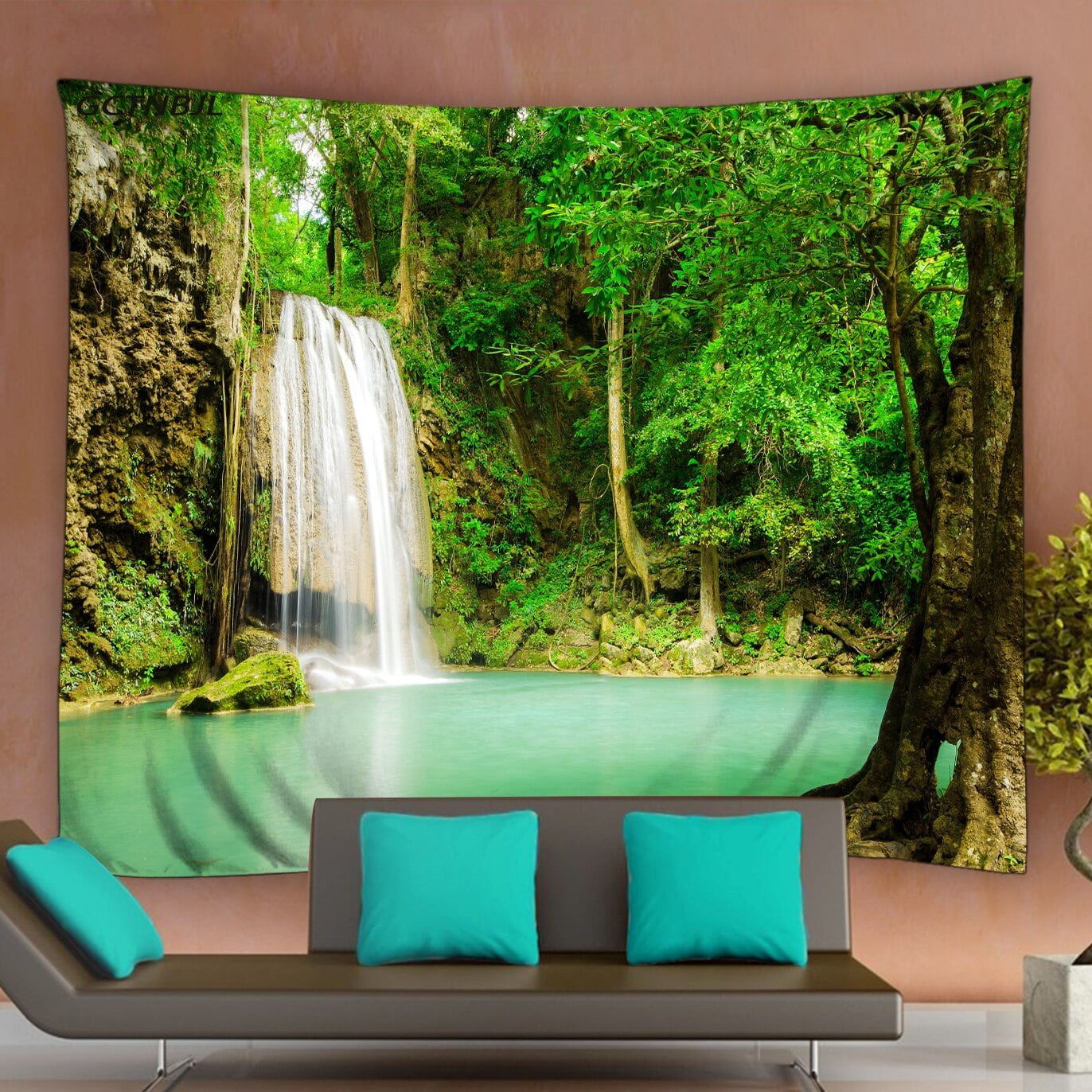 Nature Landscape Tapestry Wall Hanging 3D Mountain Water Forest ...