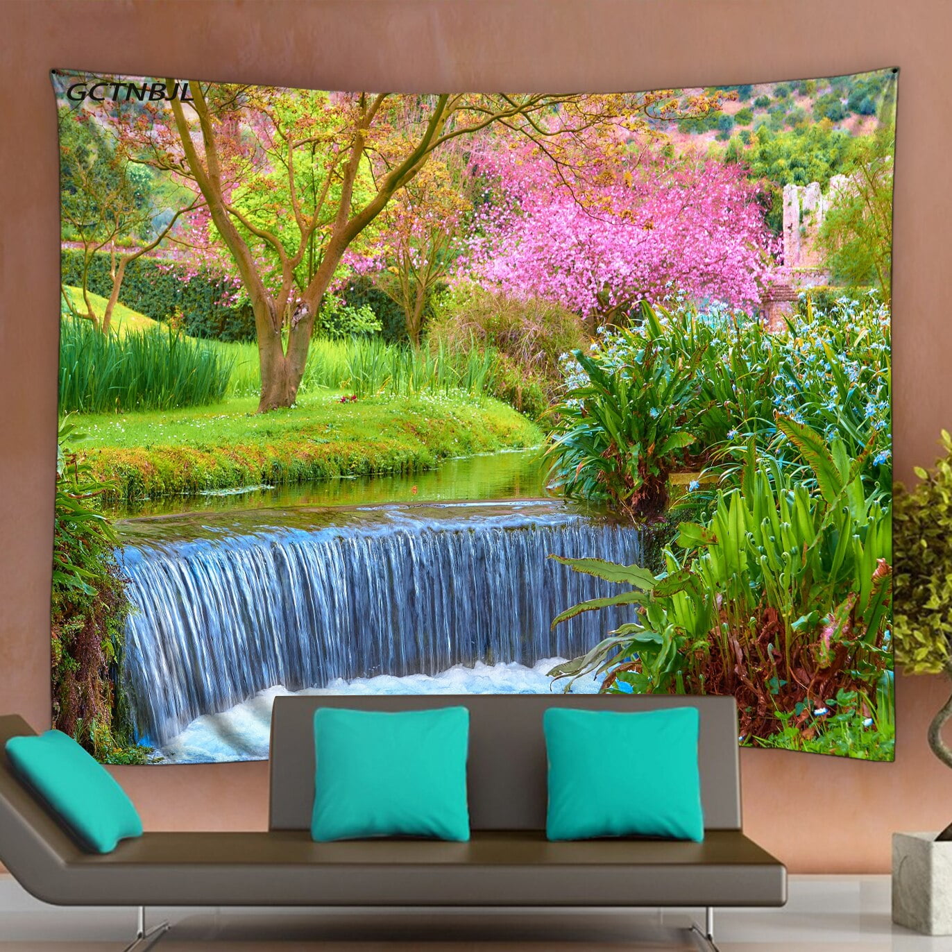 Nature Landscape Tapestry Wall Hanging 3D Mountain Water Forest ...