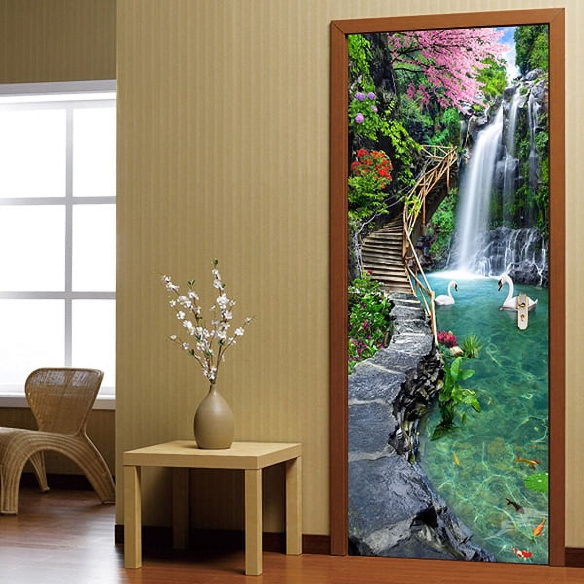 Nature Landscape Waterfall 3D Door Sticker Photo Wallpaper PVC Self ...