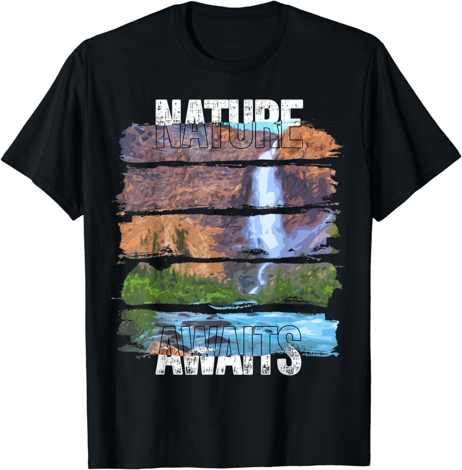 Nature Landscape Waterfalls Art - Nature Awaits T-Shirt - Walmart.com
