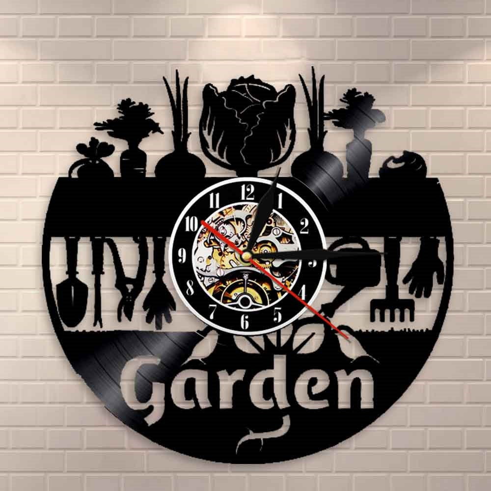 Nature Life Garden Wall Clock Garden Motive Wall Art Vinyl Record Wall ...