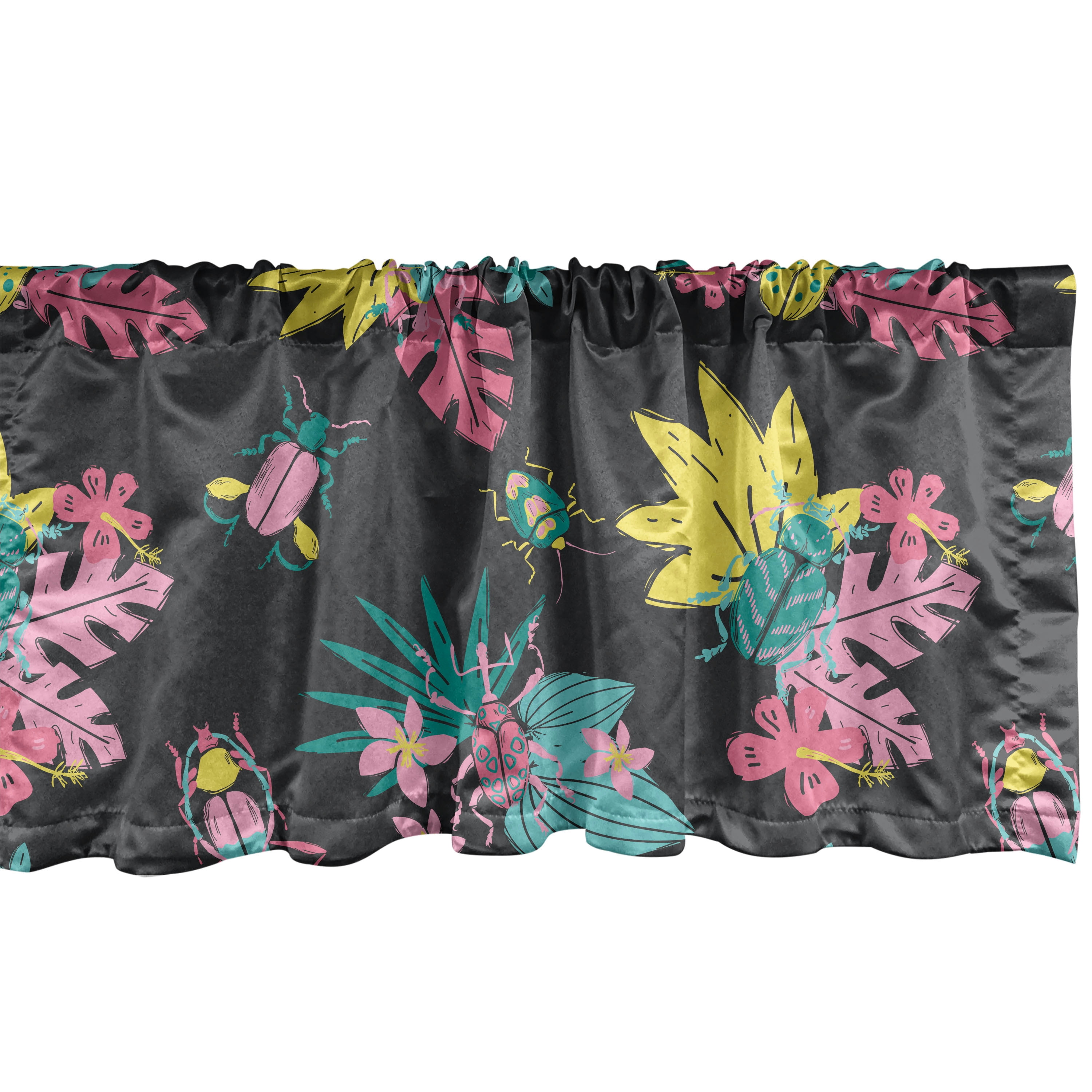 Nature Life Window Valance, Colorful Design Exotic Illustration With ...