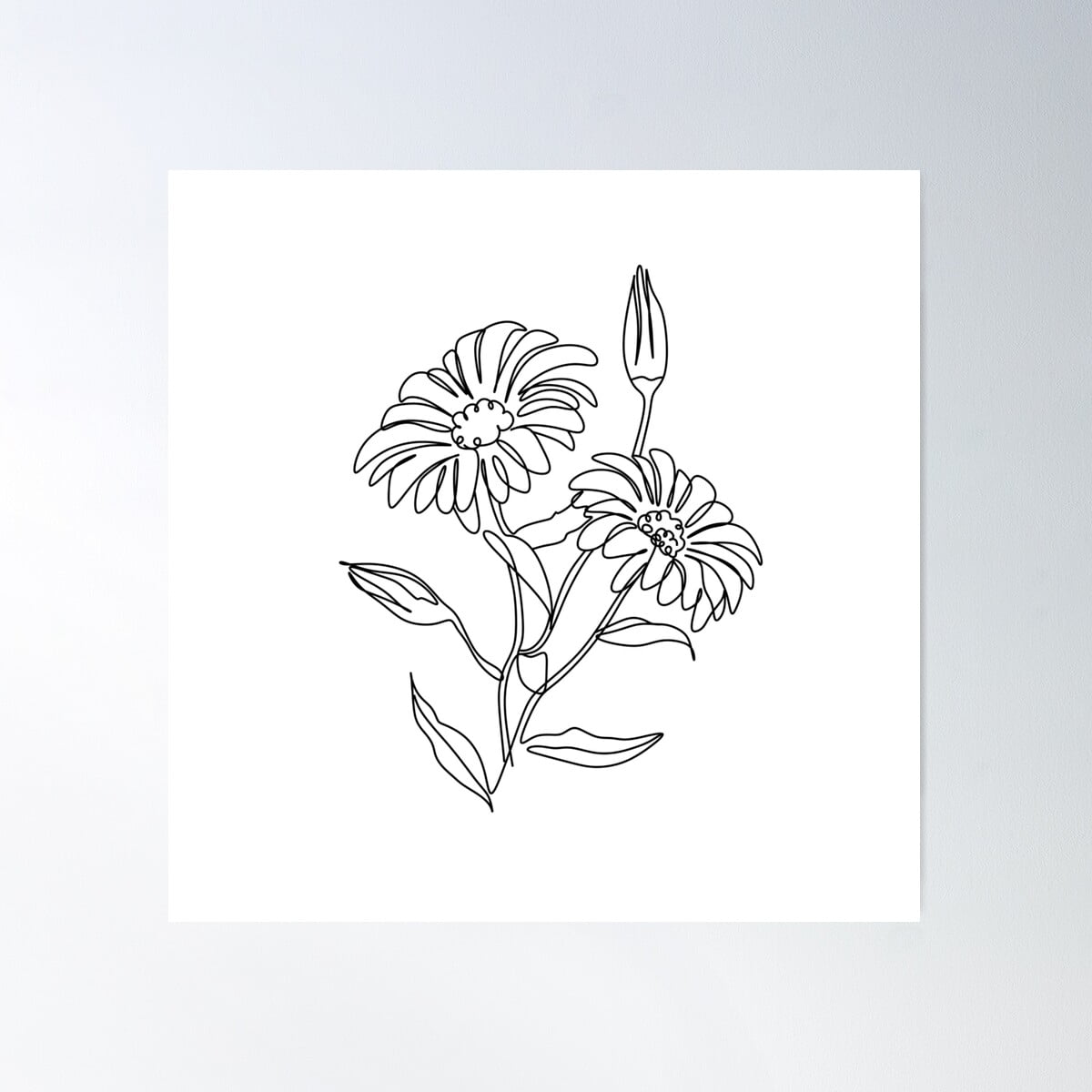 Nature Line Drawing. Flower Line Illustration. Line Art. One Line ...