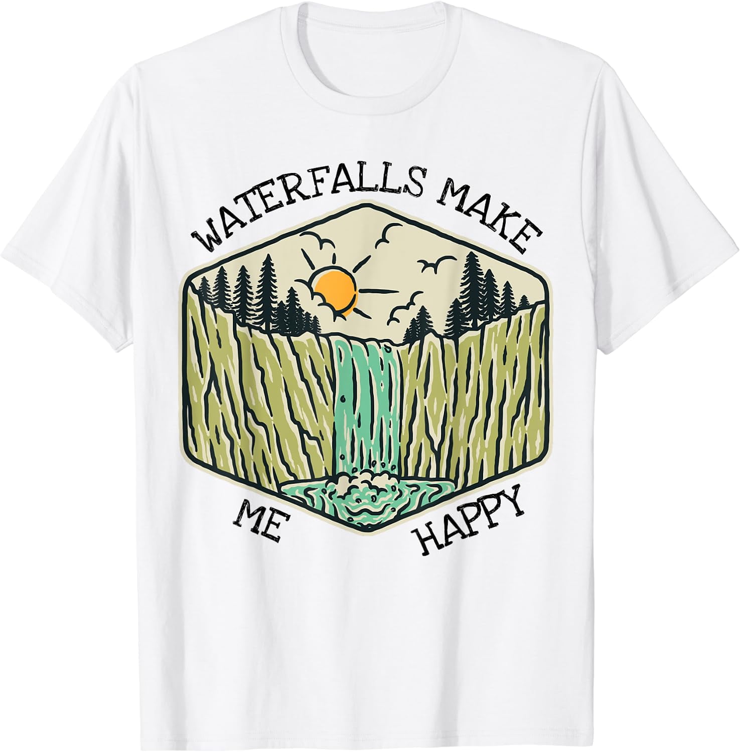 Nature Lover Waterfall Lovers Waterfall Happy Love Hiking T-Shirt White ...