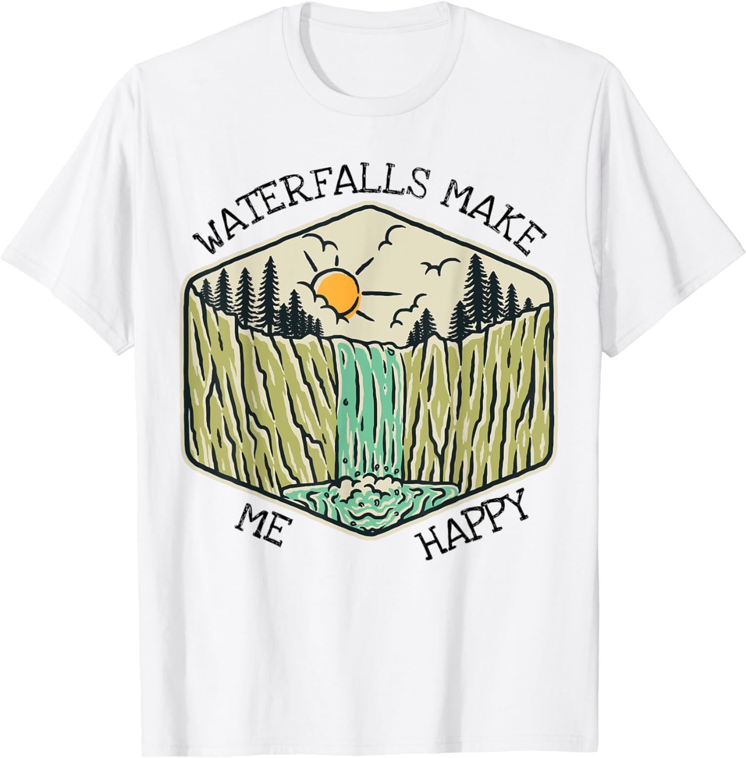 Nature Lover Waterfall Lovers Waterfall Happy Love Hiking T-Shirt ...