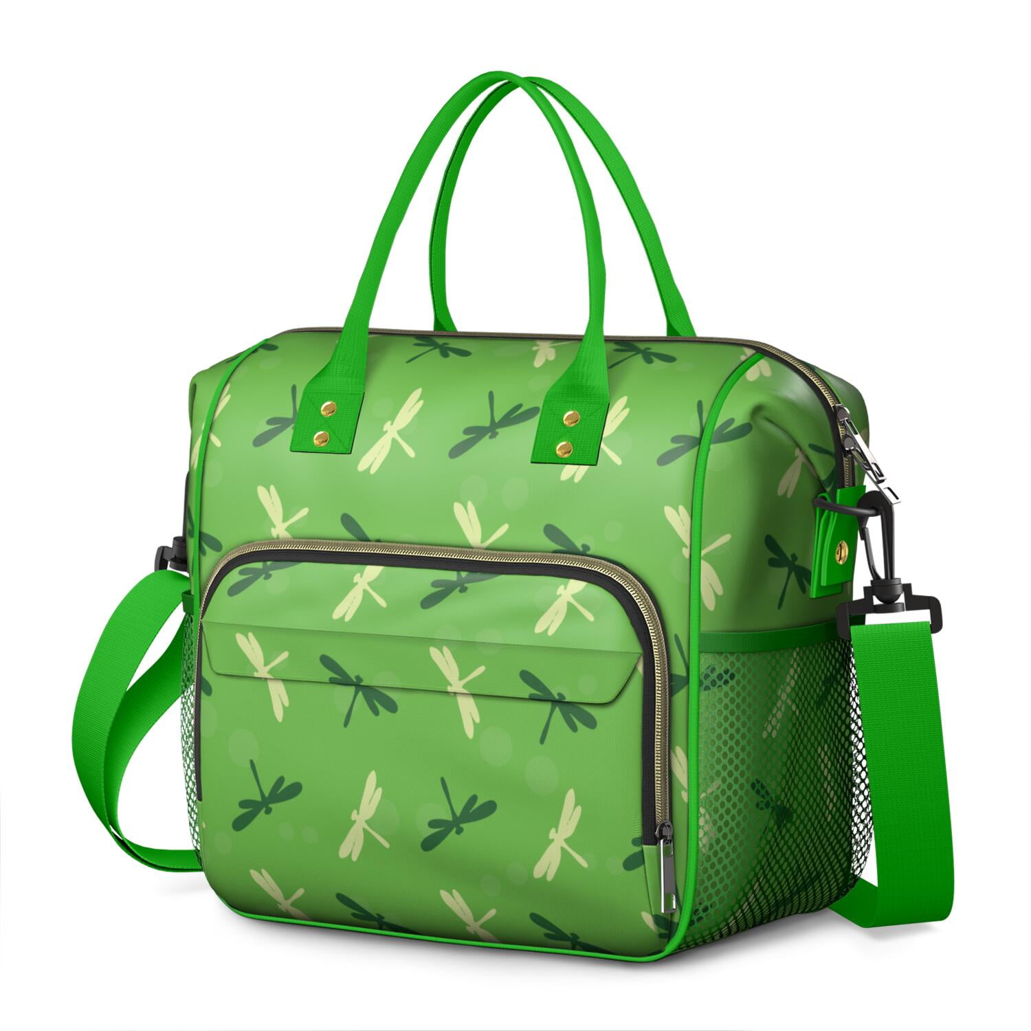 Nature Lovers Insulated Lunch Bag – Large Leakproof Cooler Tote with Elegant Dragonfly Pattern ...