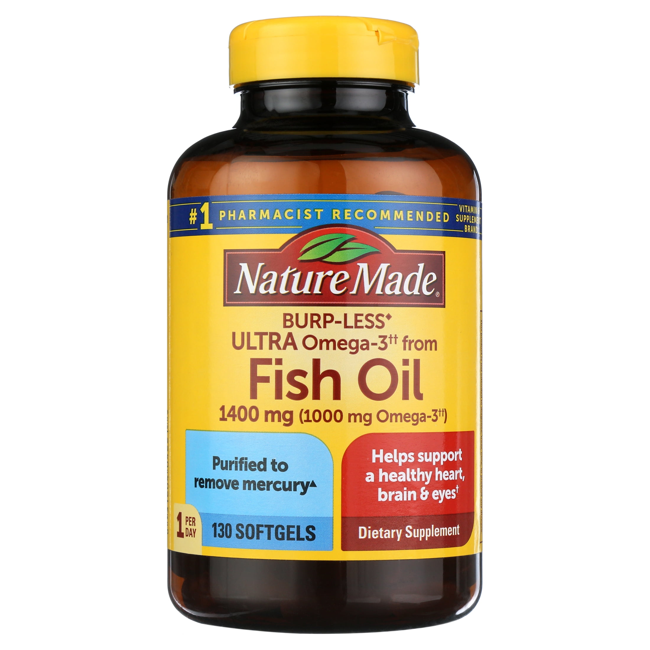 Nature Made Ultra Omega-3 Supplements from Fish Oil, 1400mg Softgels, 130 Count - Walmart.com