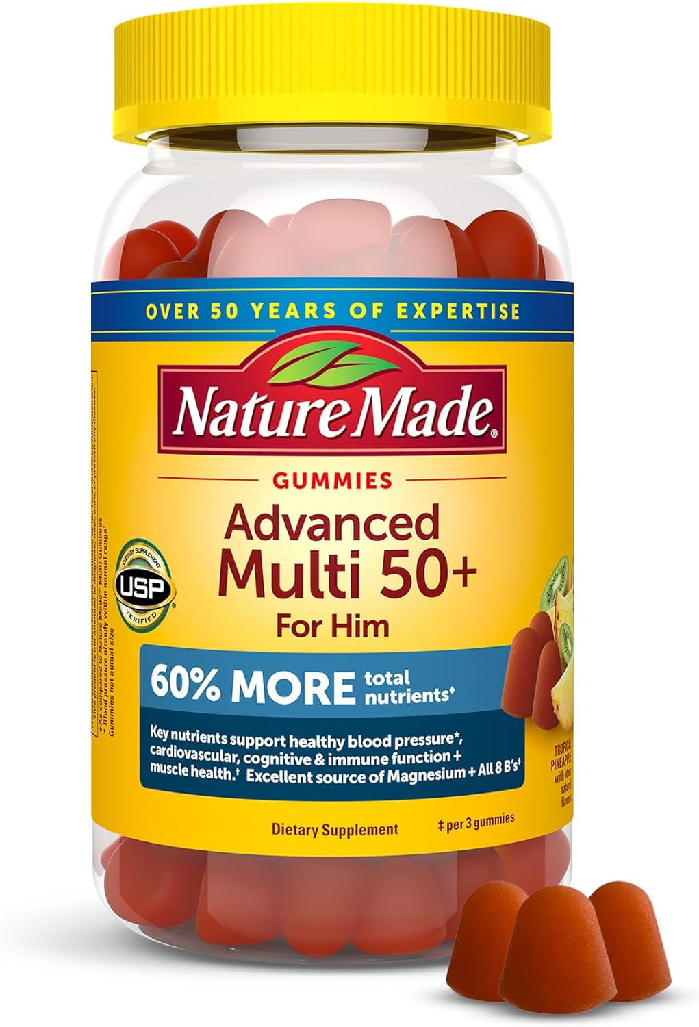 Nature Made, Multivitamin Gummies, 50+ for Him, 84 ct, 28 Day Supply ...