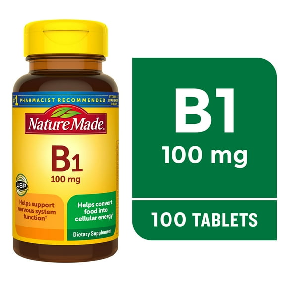 Nature Made Vitamin B1 100mg, Gluten Free, No Artificial Flavors, 100 ...