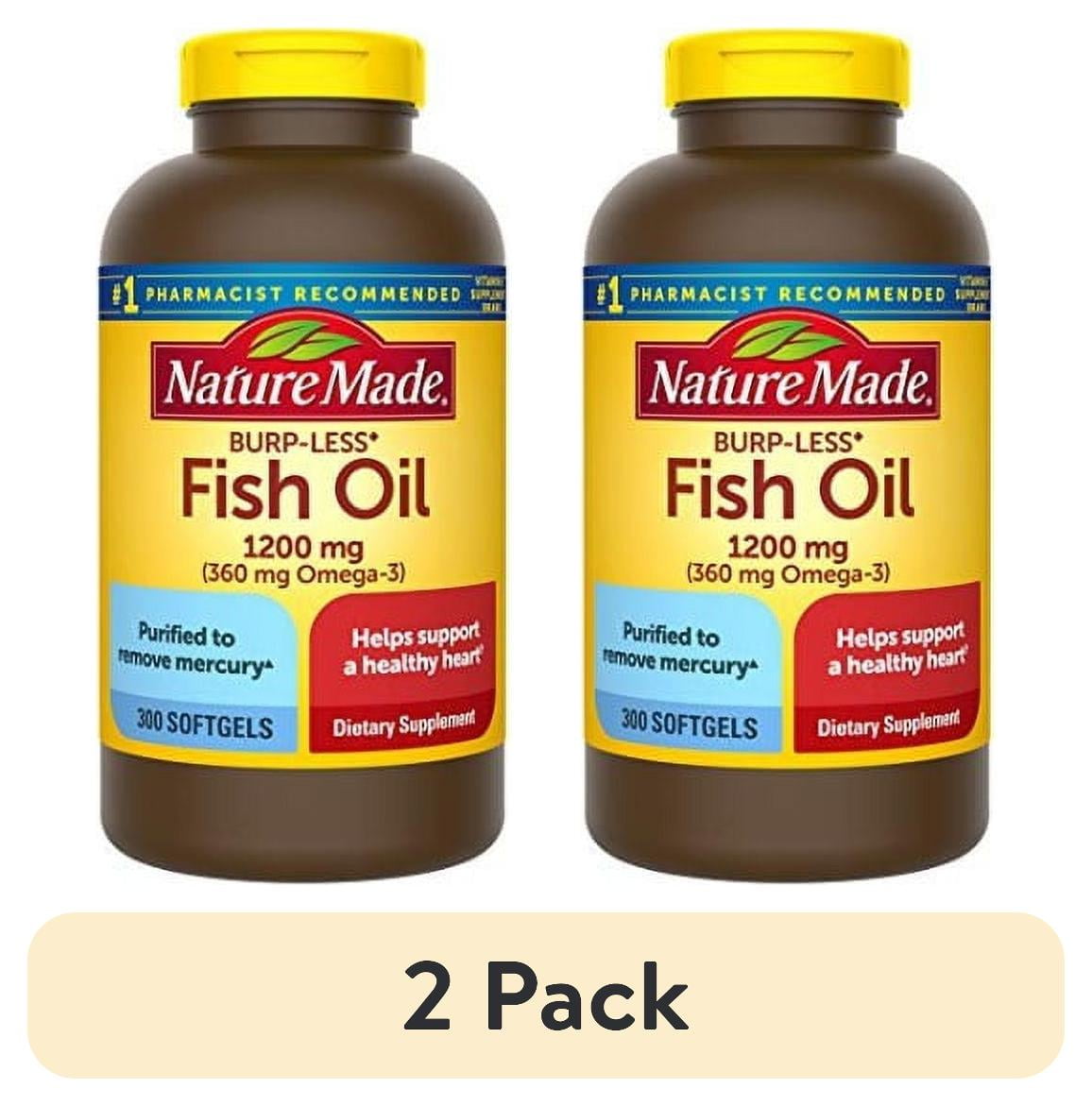 (2 pack) Nature Made Burp-Less Fish Oil 1200 mg Softgels, 300 Count for Heart Health? - Walmart ...
