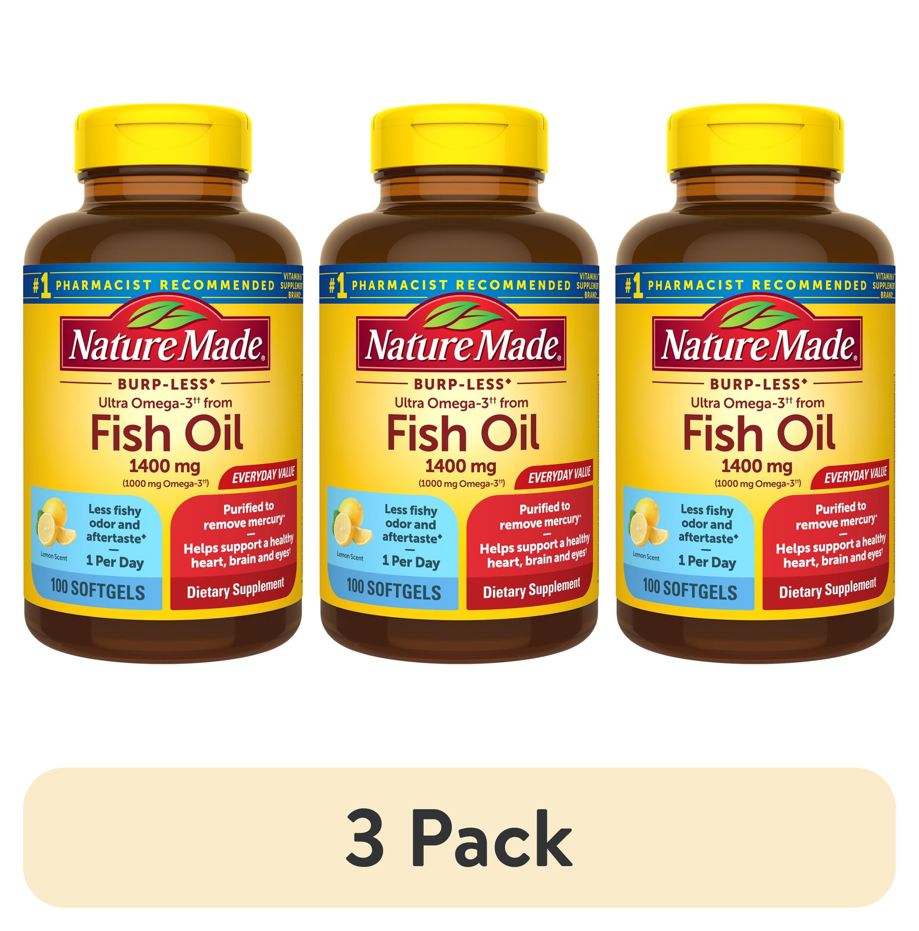 (3 pack) Nature Made Burp Less Ultra Omega 3 Fish Oil 1400 mg Softgels ...