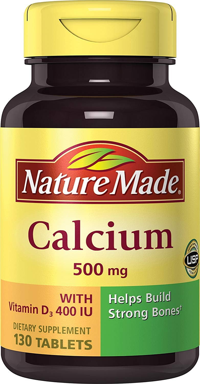 Nature Made Calcium 500 mg Tablets with Vitamin D, 130 Count for Bone ...