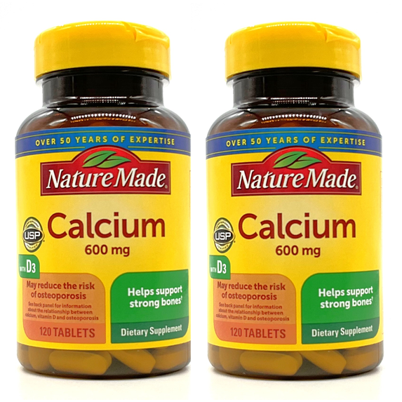 Nature Made Calcium 600 mg Tablets with Vitamin D3, 240 Count, Supports ...