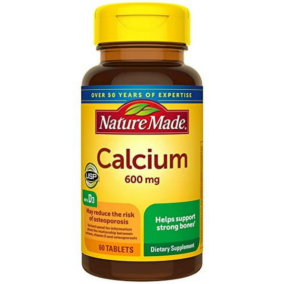Nature Made Calcium 600 mg, Vitamin D3, Dietary Supplement, Bone Support, 60 Tablets - Walmart.com