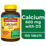 Nature Made Calcium 600 mg with Vitamin D3 Tablets, Dietary Supplement ...