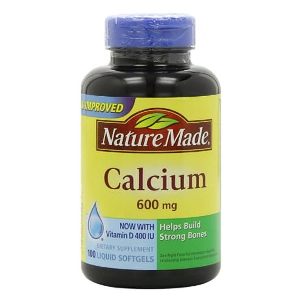 Nature Made Calcium 600Mg & Vitamin D 400 Iu Supplement Softgels - 100 ...