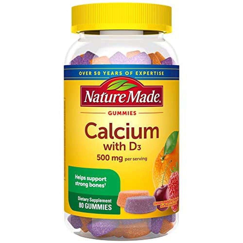 Nature Made Health Calcium Gummies, 500mg with Vitamin D3, Bone Support ...