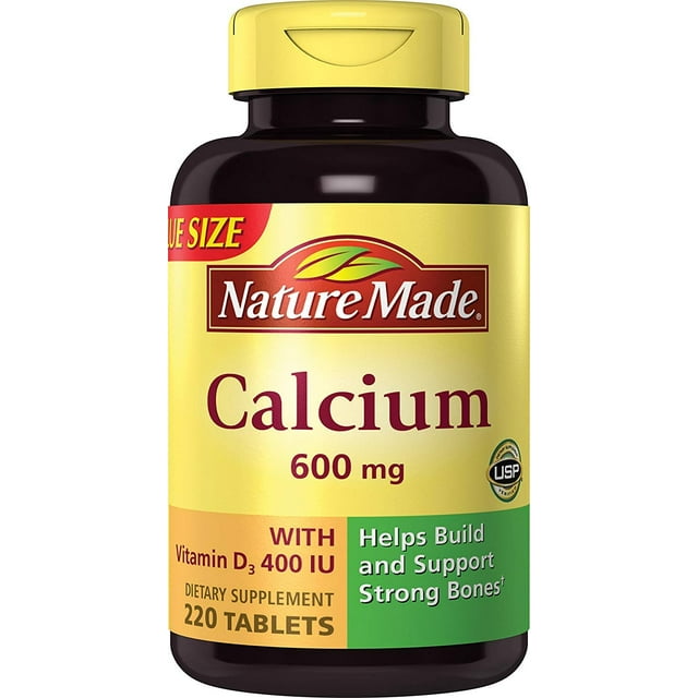 Nature Made Calcium 600mg with Vitamin D3 for Strong Bones & Teeth ...