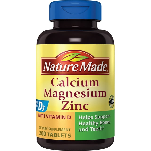Nature Made Calcium Magnesium Zinc with Vitamin D3 Tablets, Dietary ...