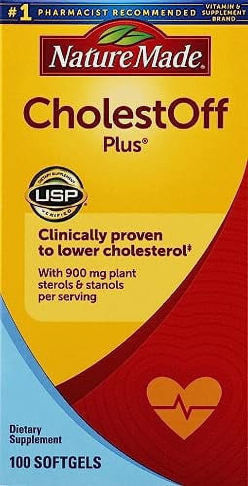Nature Made CholestOff Plus, Cholesterol Pills Supplement, 100 Count ...