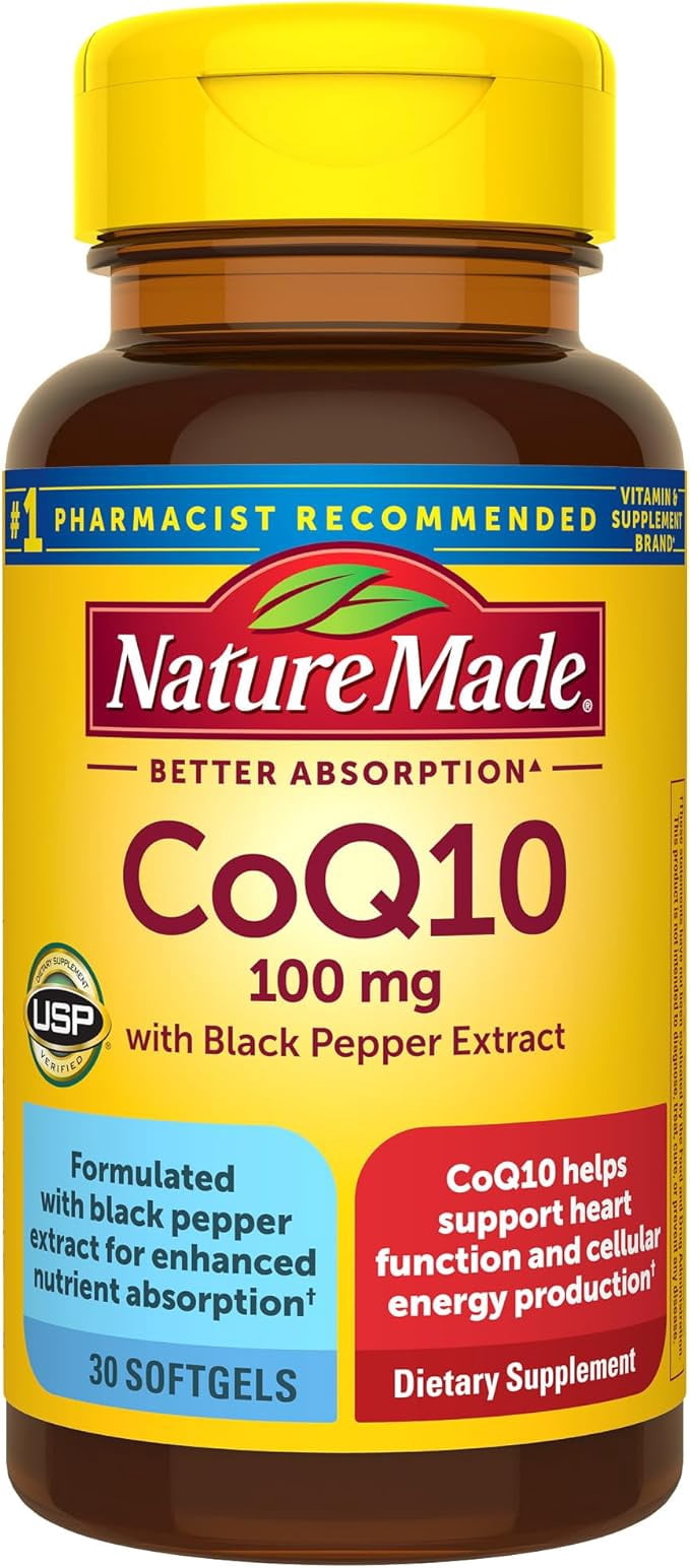 Nature Made CoQ10 100mg with Black Pepper Extract for Enhanced Nutrient ...