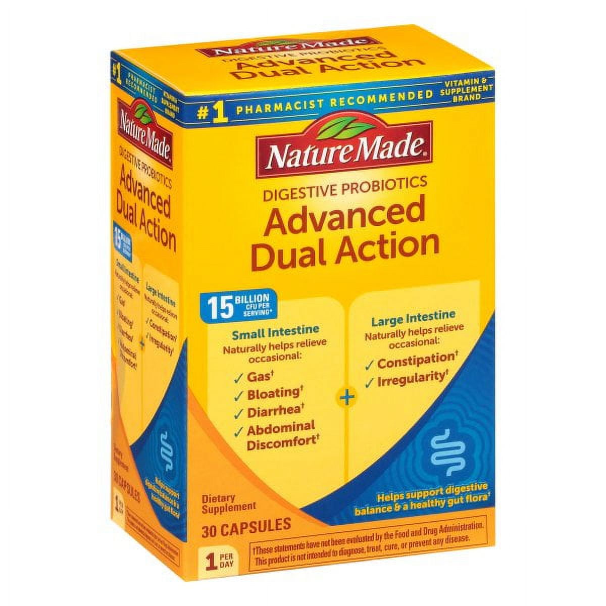 Nature Made - Digestive Probiotics Advanced Dual Action 15 Billion CFU ...