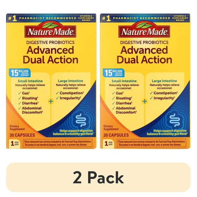 (2 pack) Nature Made - Digestive Probiotics Advanced Dual Action 15 ...