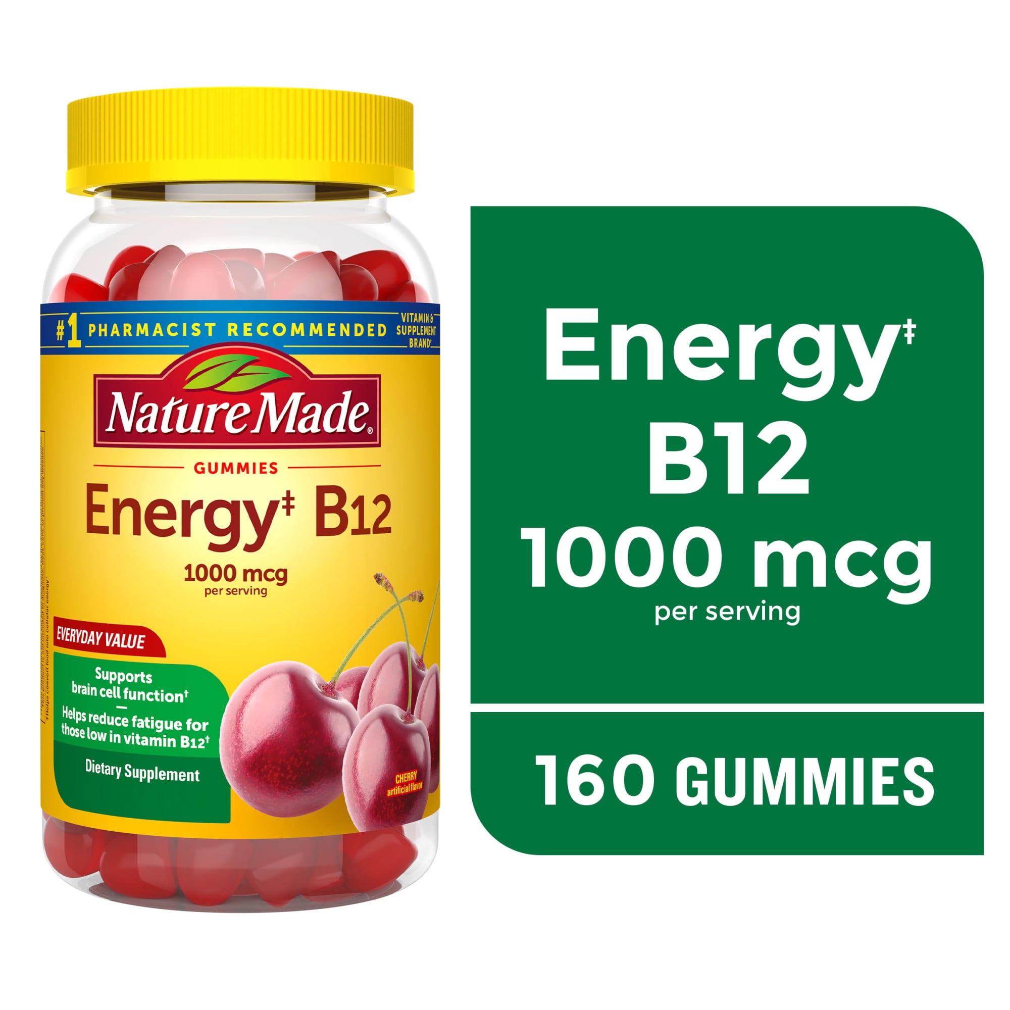 Nature Made Energy B12 1000 mcg Gummies, Dietary Supplement, 160 Count ...