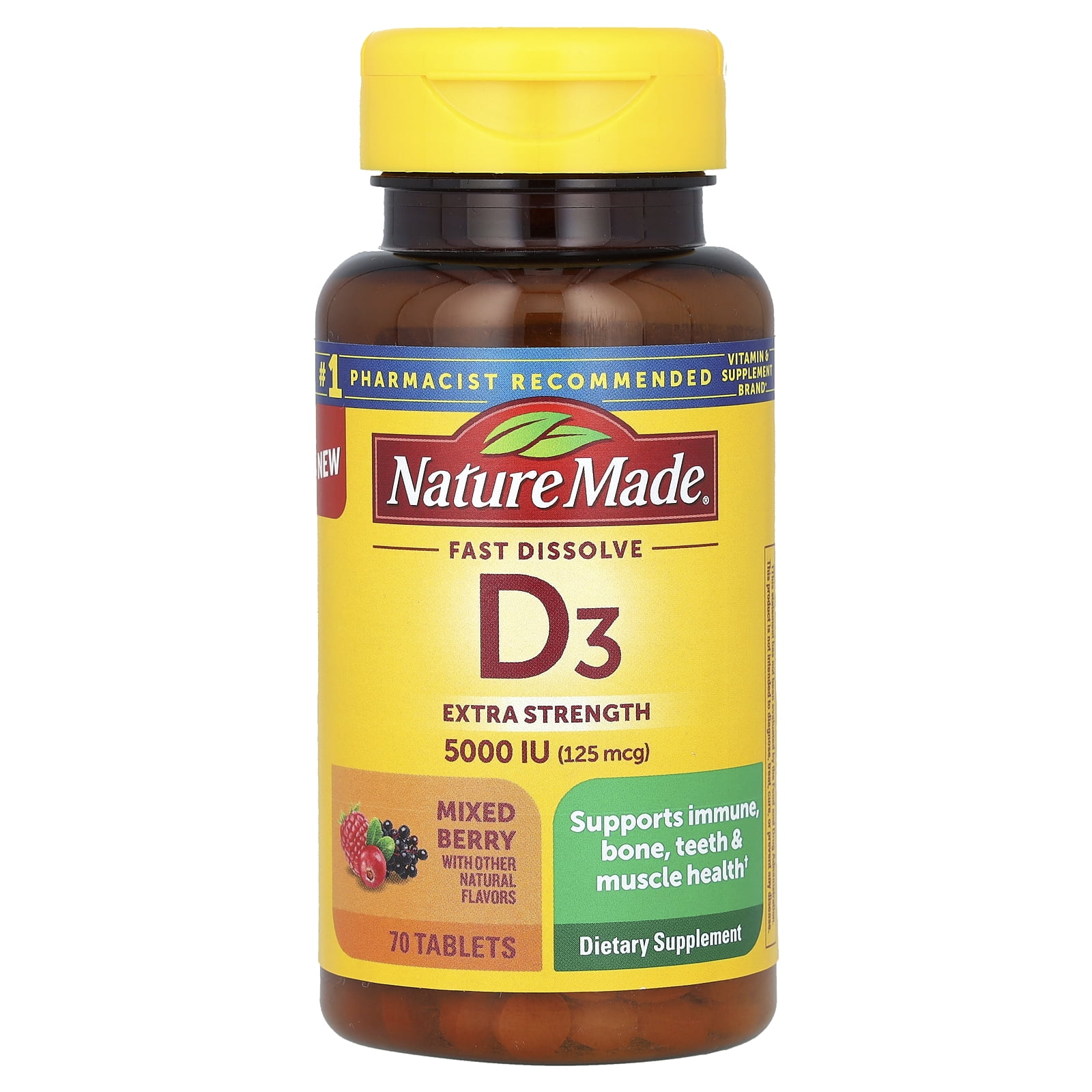 Nature Made Ex Strength Vitamin D3 5000 IU Vitamin D Fast Dissolve ...