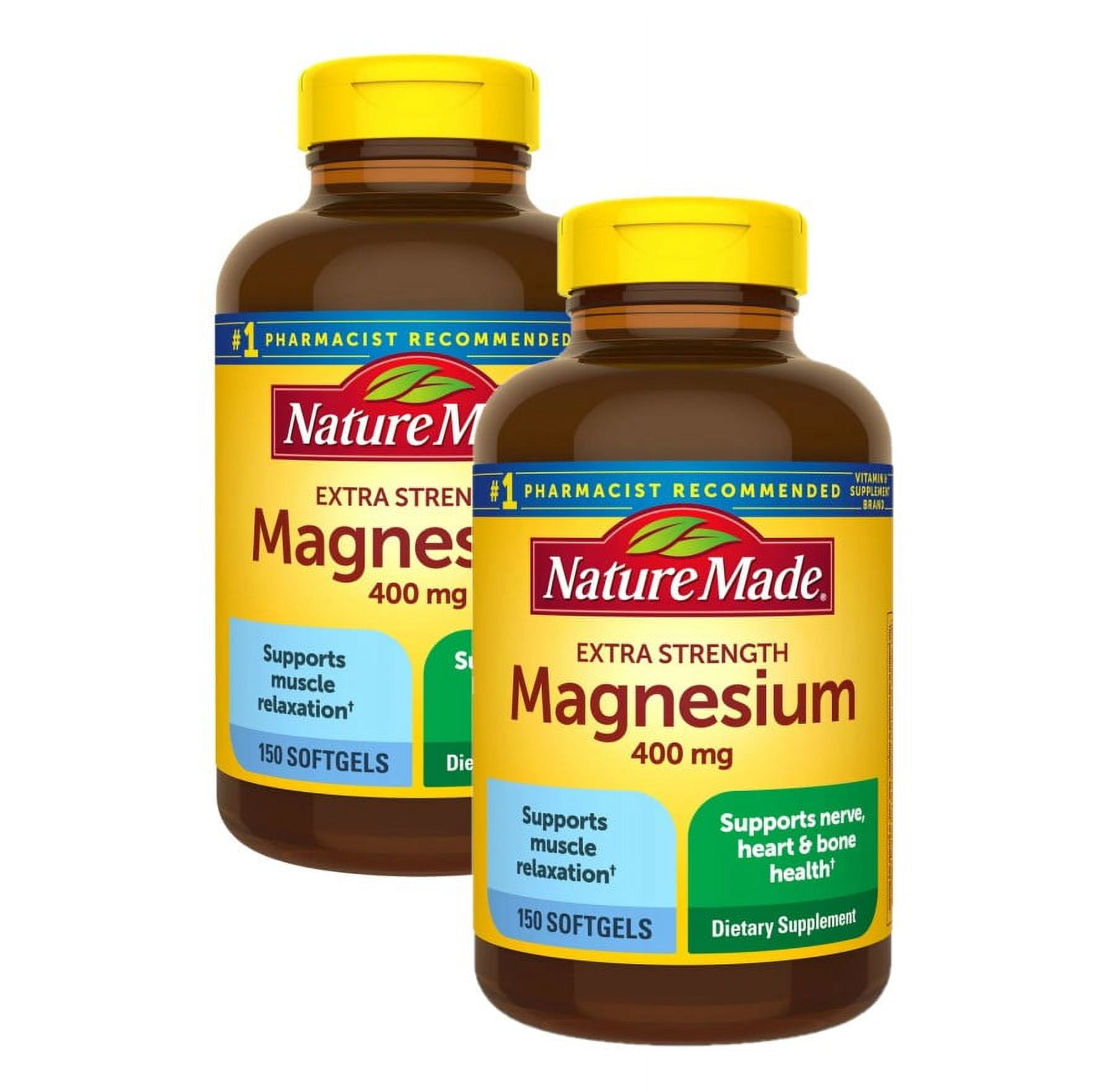 Nature Made Extra Strength Magnesium 400mg, 150 Liquid Softgels, 2 Pack ...