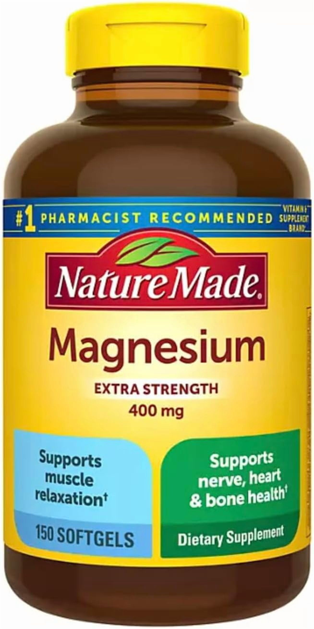 Nature Made Magnesium 400 mg, Extra Strength, 150 Liquid Softgels ...