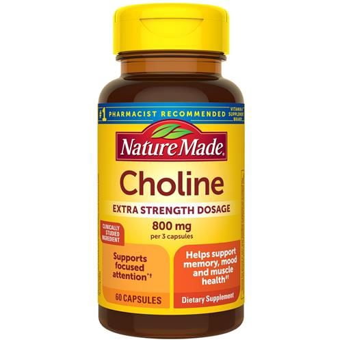 Nature Made Extra Strength Dosage Choline Supplements 800 Mg Per 3 ...