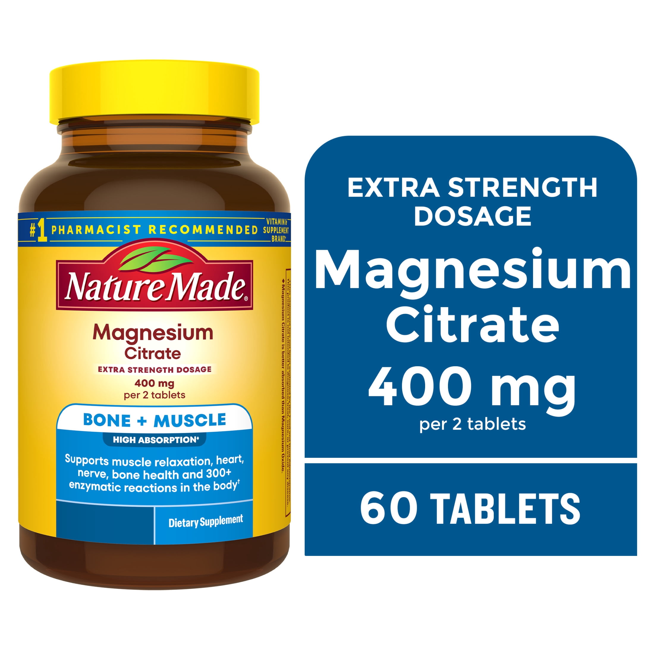 Nature Made Extra Strength Dosage Magnesium Citrate Tablets, Bone and ...