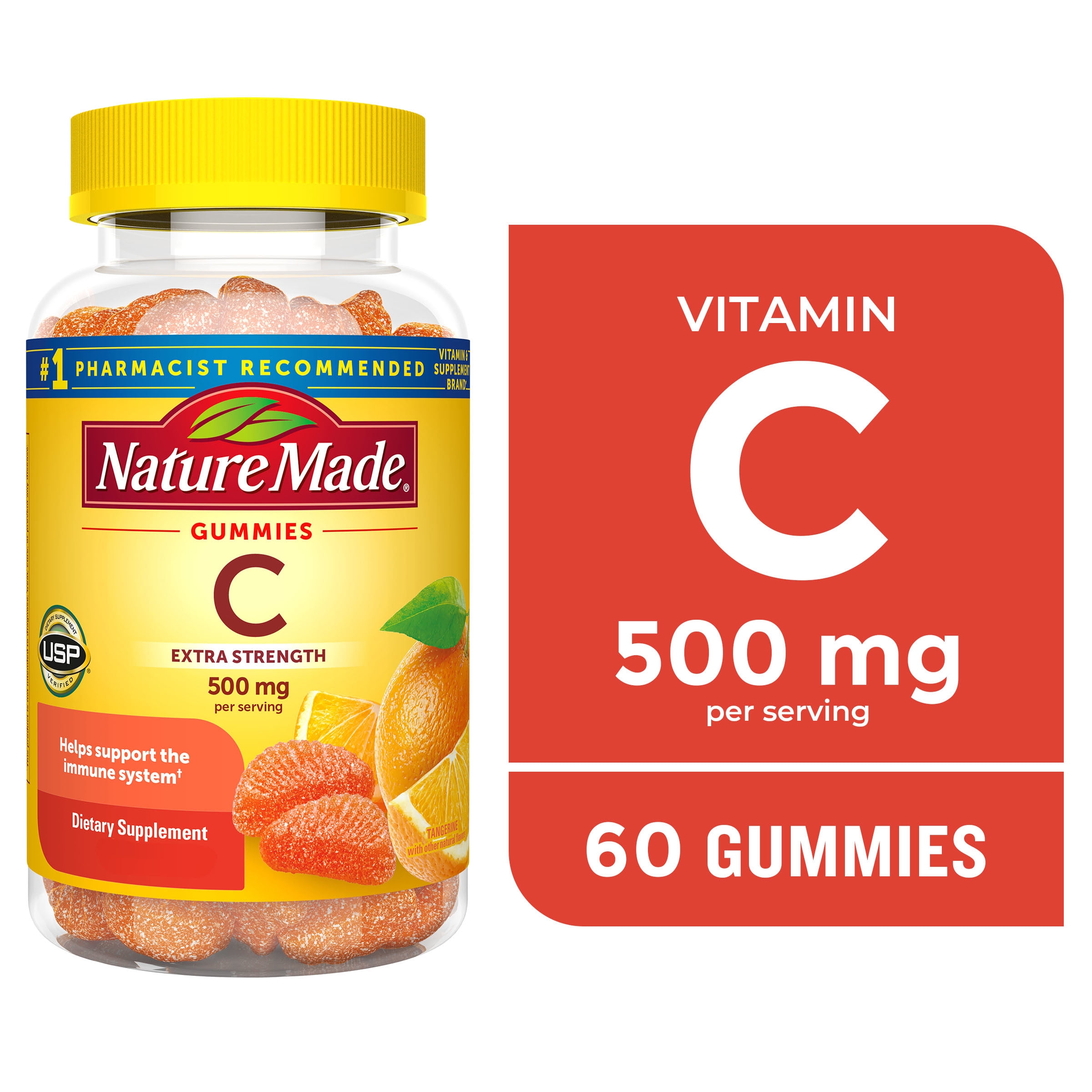 Nature Made Extra Strength Vitamin C 500mg, Immune Support Gummies ...