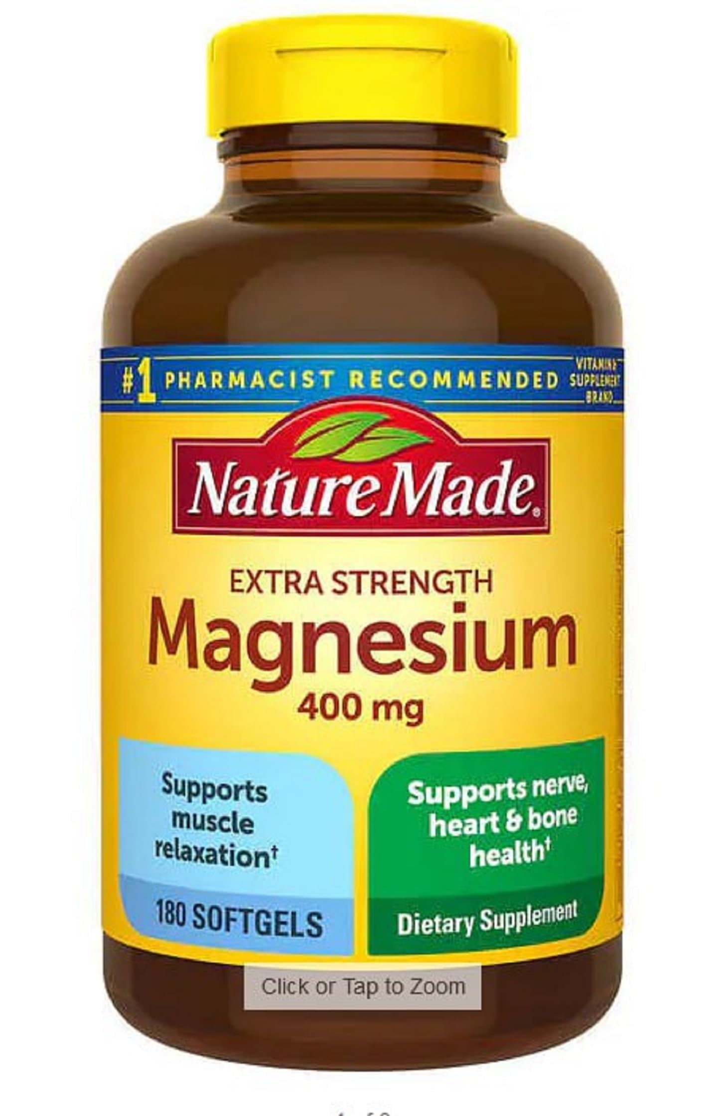 Nature Made Extra Strength Magnesium 400 mg., 180 Softgels… - Walmart.com