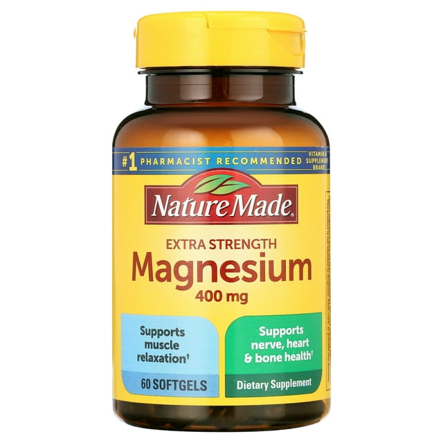 Nature Made Magnesium 400mg, Extra Strength Softgels, Muscle Relaxation ...