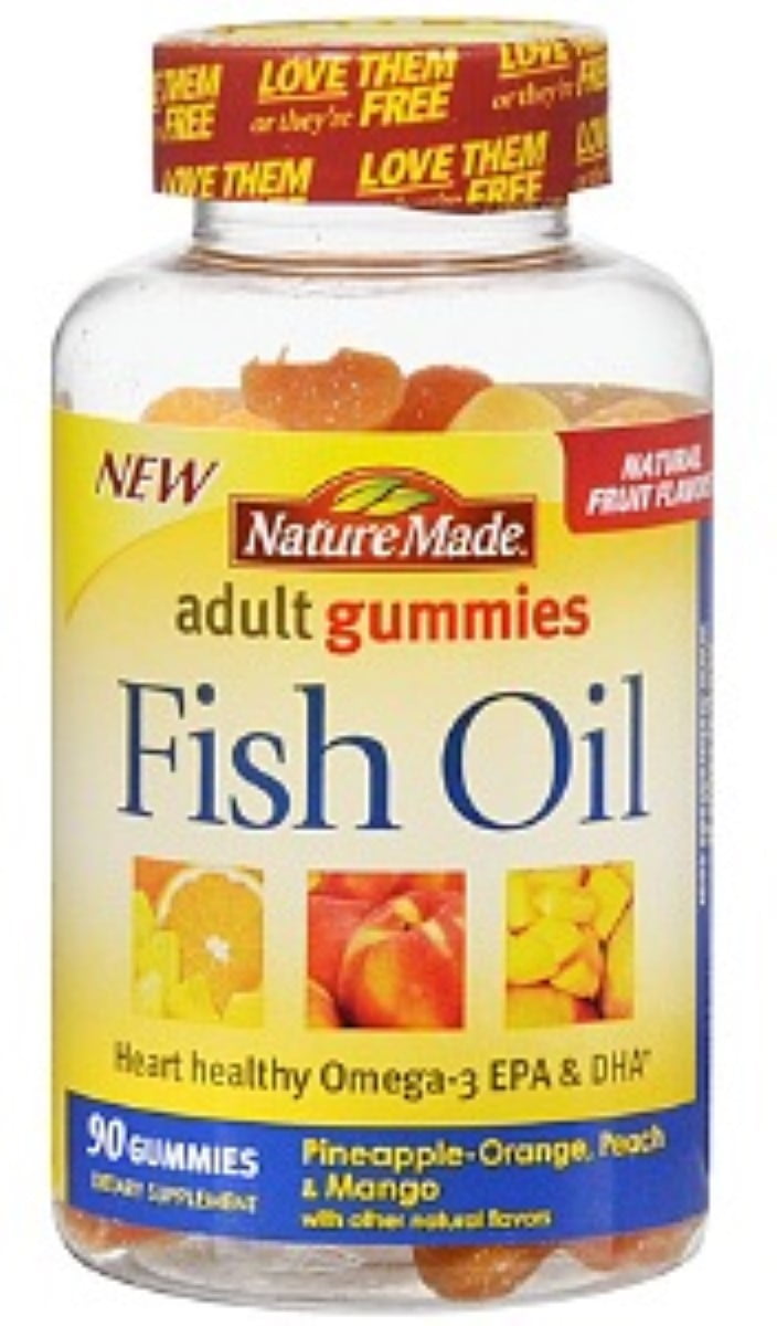 Nature Made Fish Oil Adult Gummies, Pineapple-Orange, Peach & Mango 90 ...