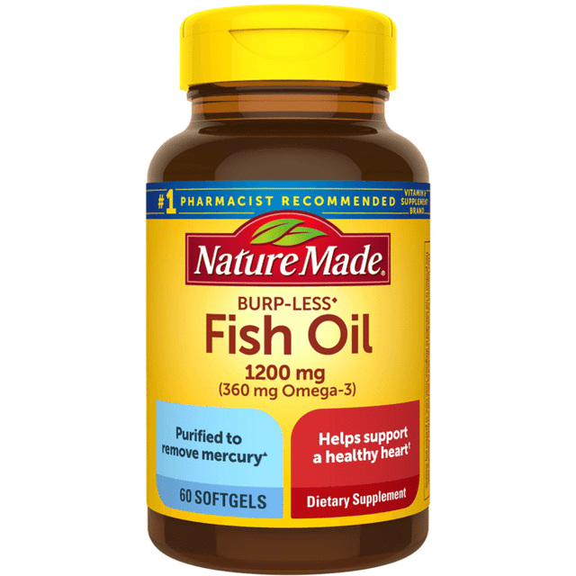 Nature Made Burp-Less Omega-3 Fish Oil Capsules, 1200mg, Supplement, 60 Ct - Walmart.com