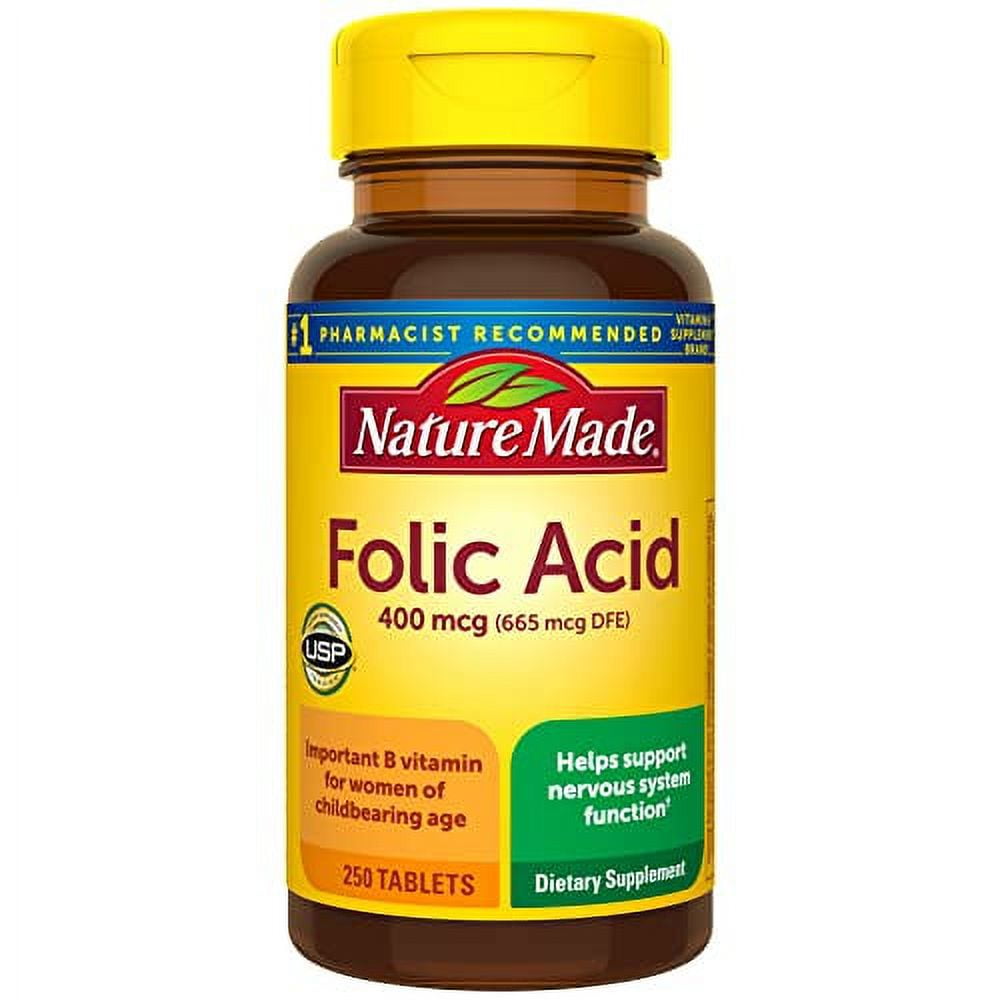 Nature Made Folic Acid 400 mcg (665 mcg DFE), Dietary Supplement for ...