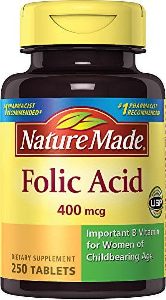 Nature Made Folic Acid 400mcg, 250 Tablets (Pack of 3) - Walmart.com
