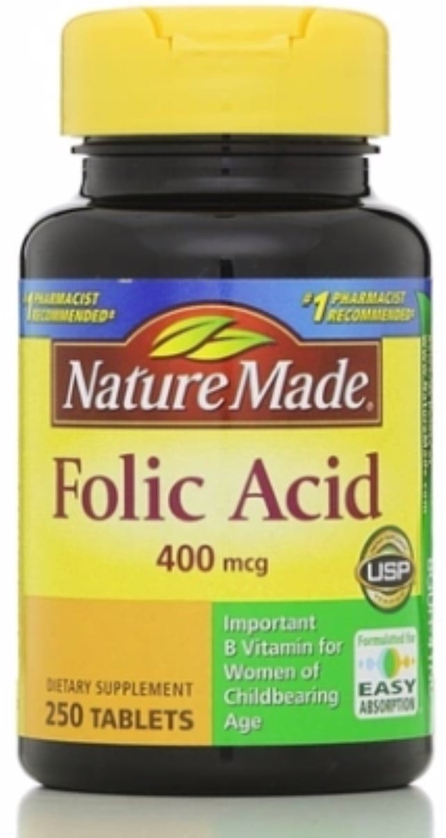 Nature Made Folic Acid 400 mcg Supplement Tablets, 250 ea (Pack of 2 ...