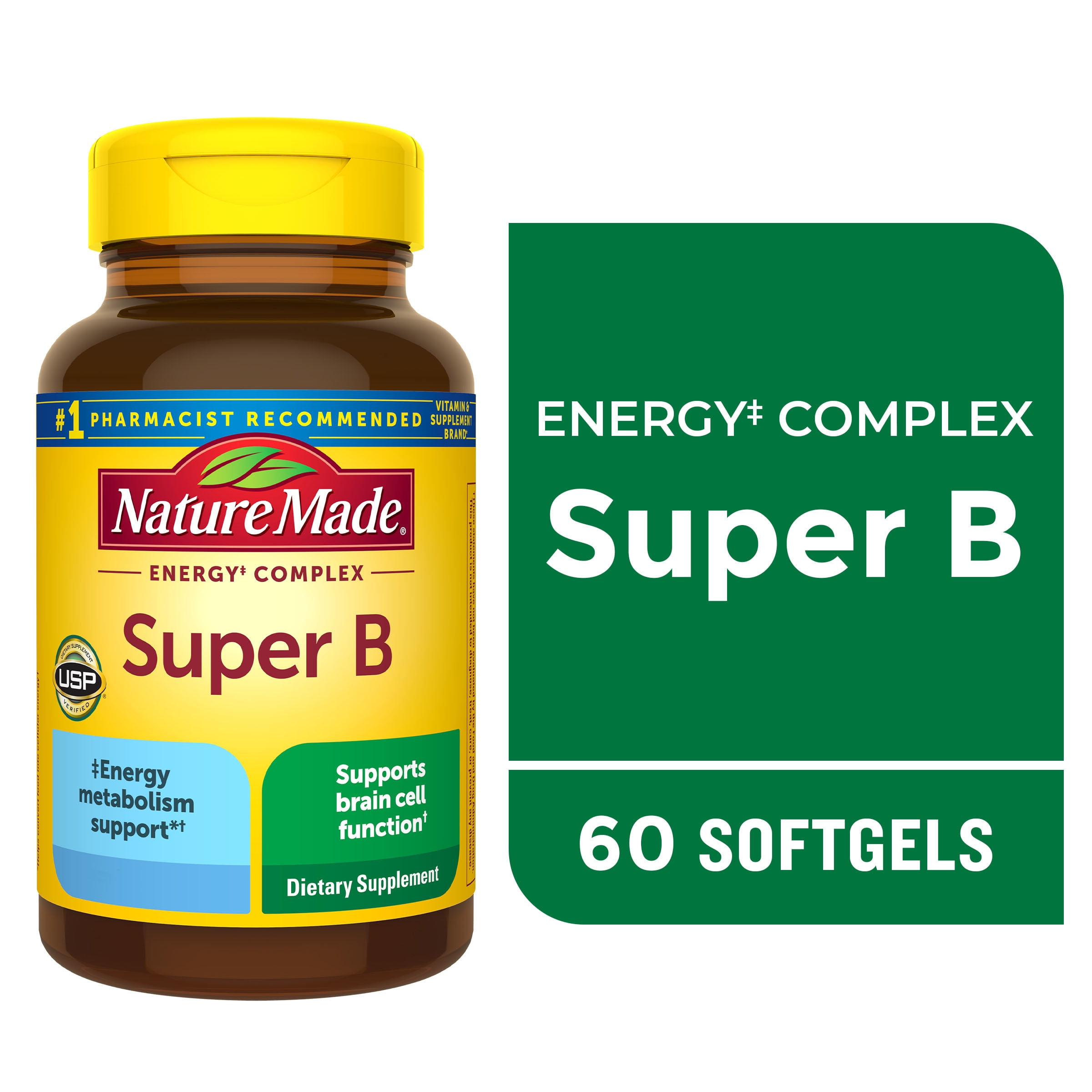 Nature Made Super B Energy Complex Softgels, Dietary Supplement, 60 ...
