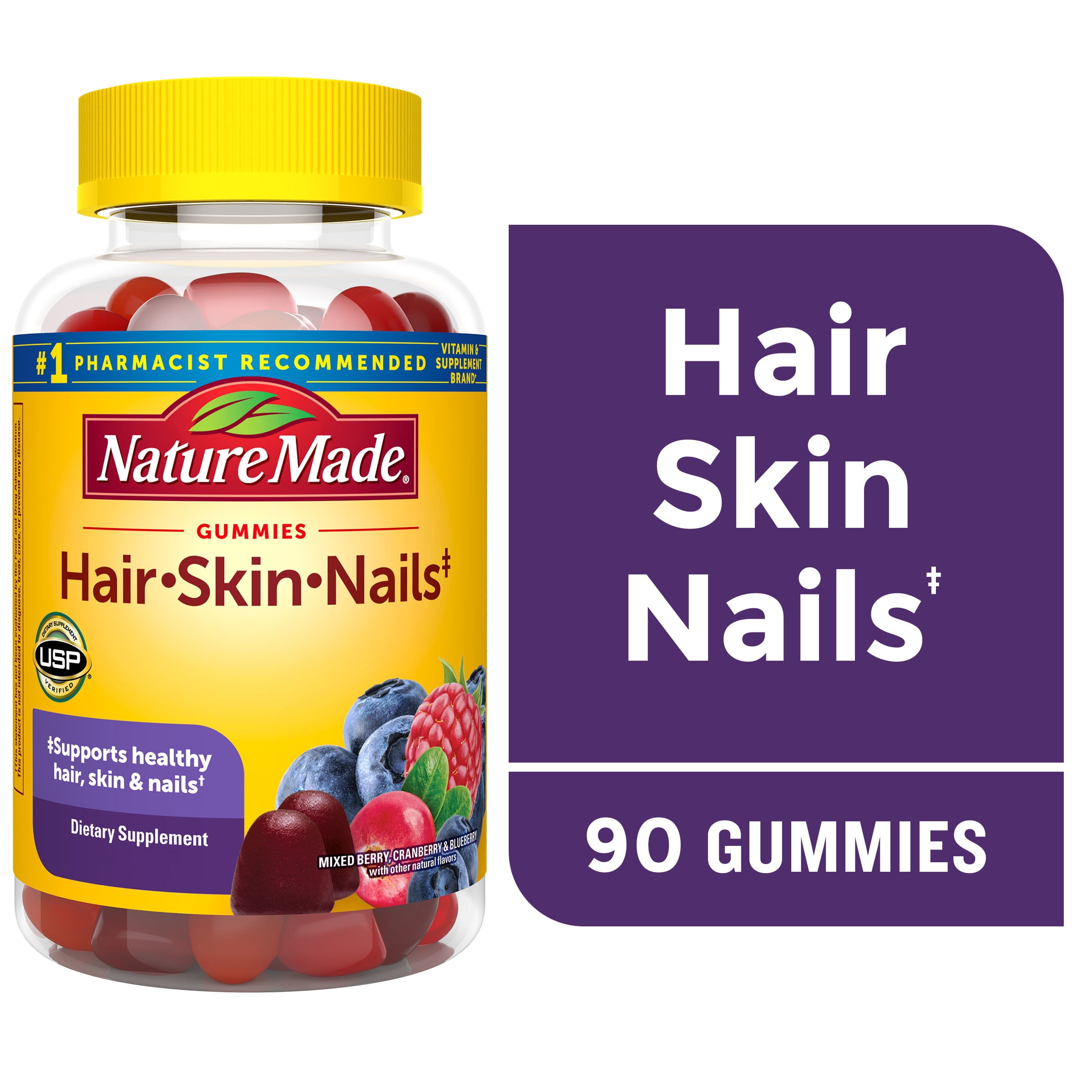Nature Made Biotin 2500 mcg Chewable Vitamins Gummies for Hair, Skin ...