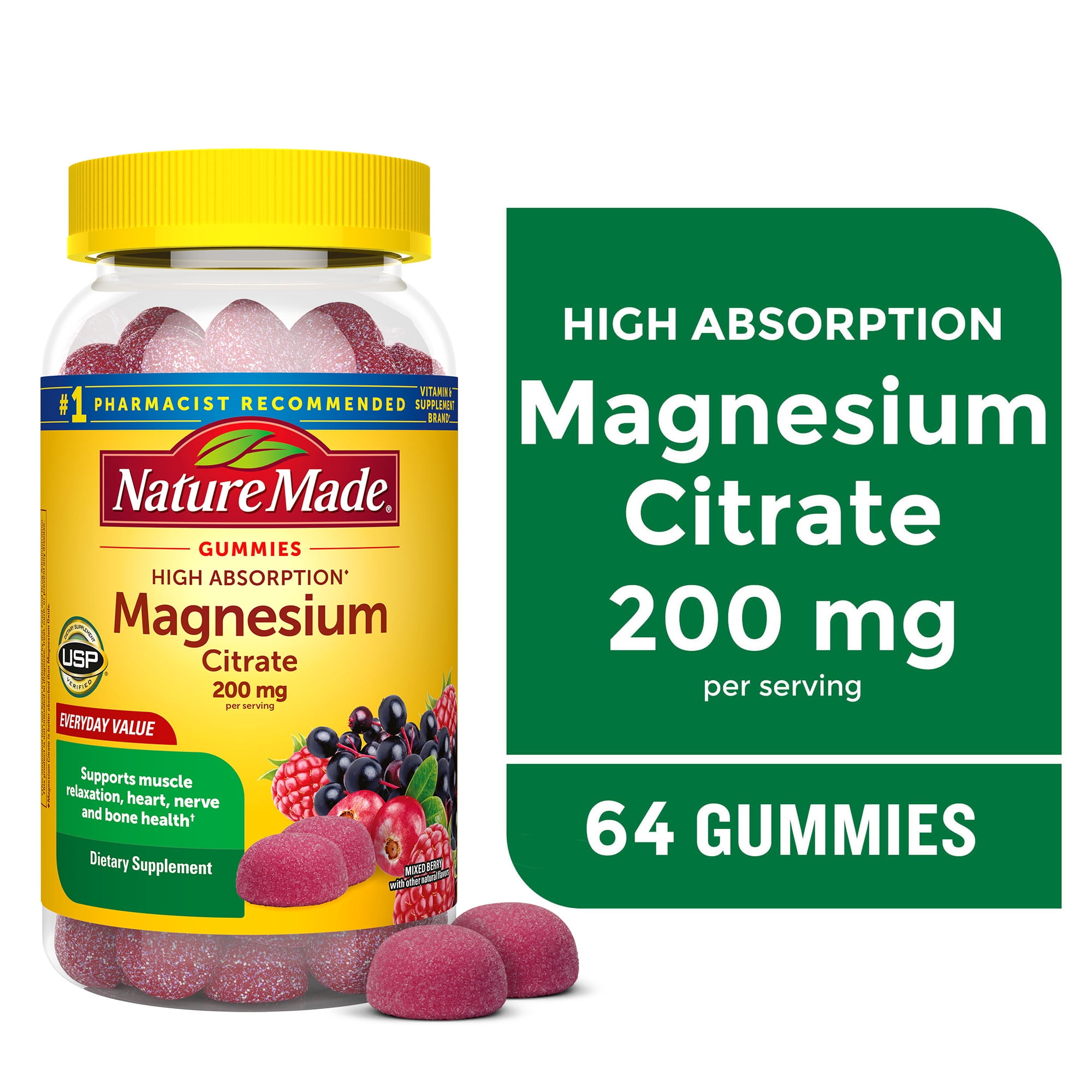 Nature Made Chewable High Absorption Magnesium Citrate 200mg Gummies ...