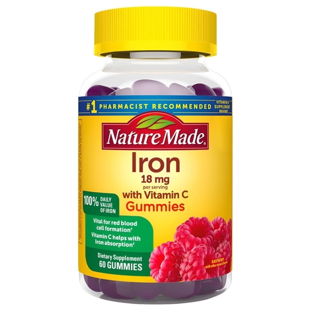 Nature Made Iron 18mg Chewable Gummies with Vitamin C, Dietary ...