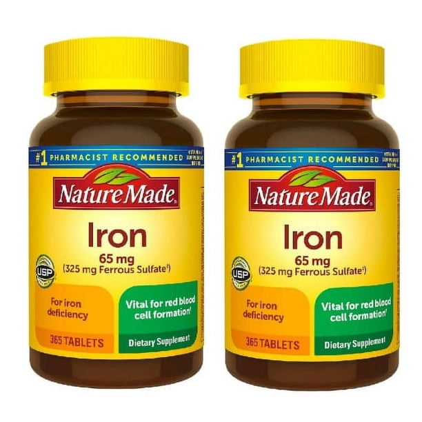 Nature Made Iron, 65 mg, 365 Tablets/ (2PACK) - Walmart Business Supplies