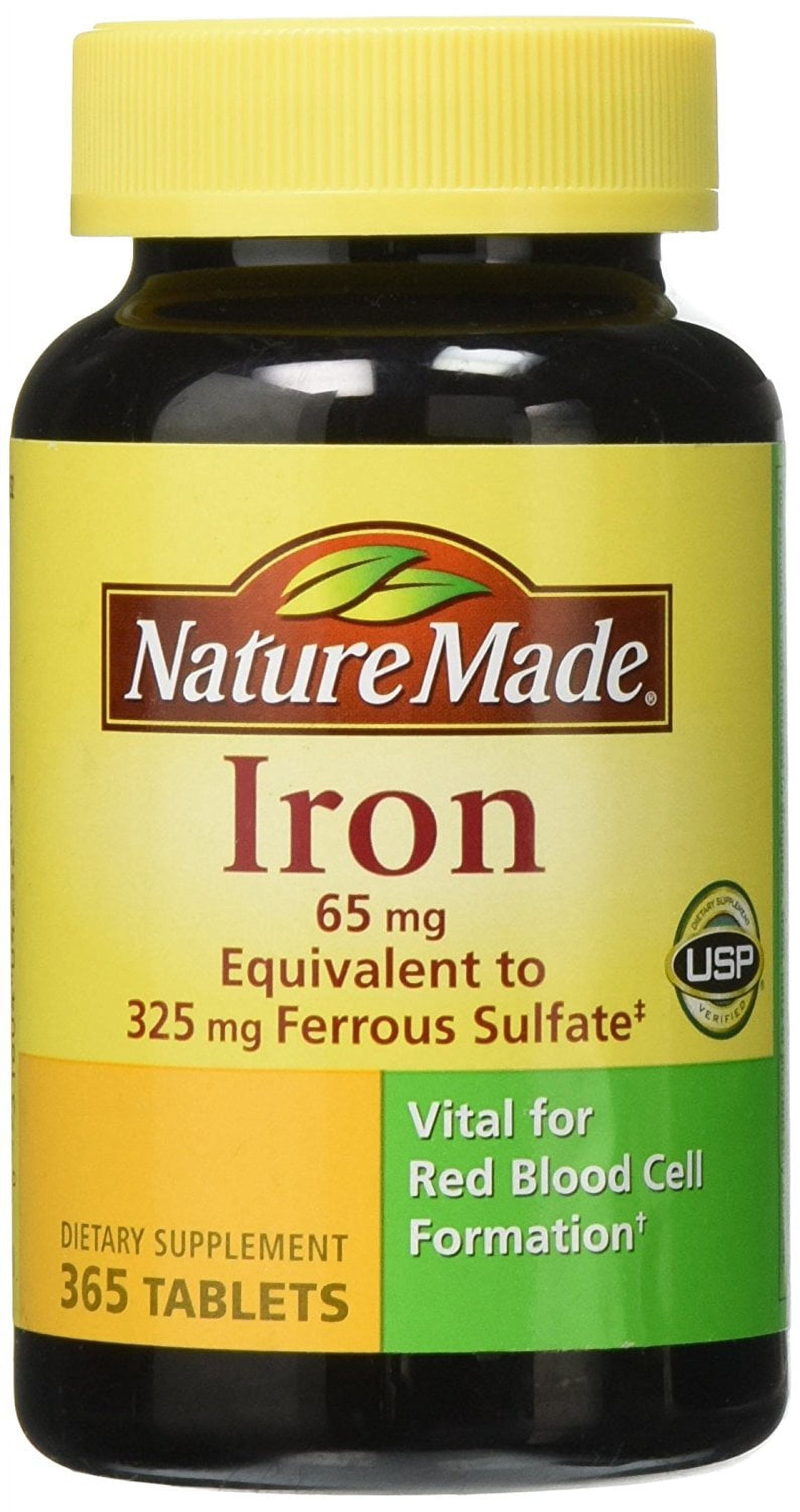 Nature Made Iron Tablets, 65 mg Elemental Iron, Supports Red Blood Cell ...