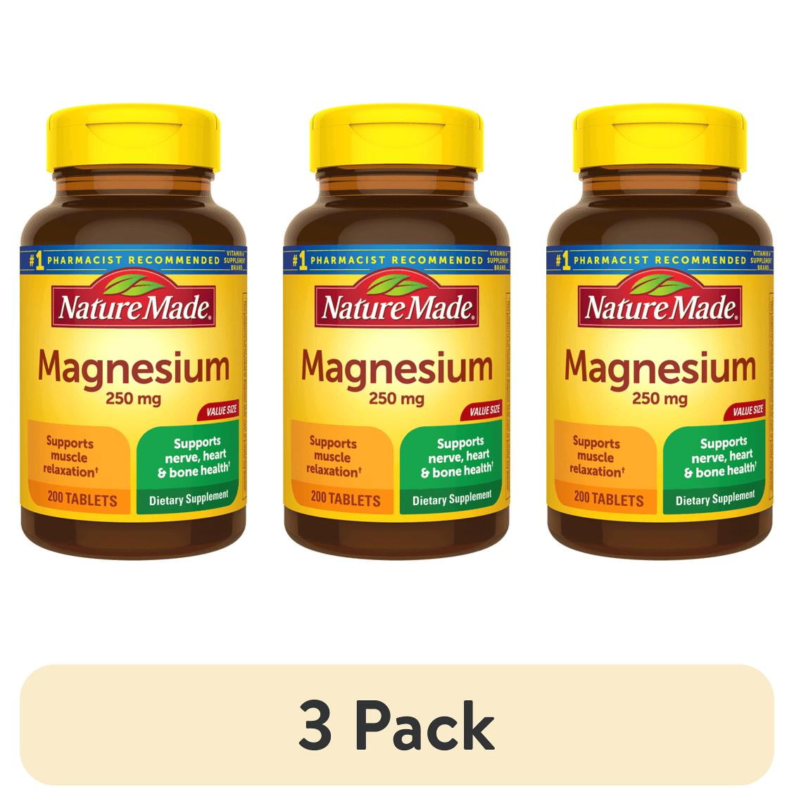 (3 pack) Nature Made Magnesium 250 mg 200 Tabs - Walmart.com