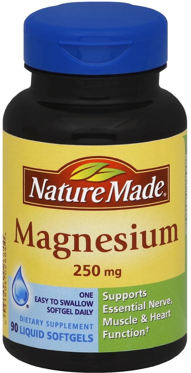 Nature Made 250mg Magnesium Softgels, Supports Nerve, Muscle, Heart ...