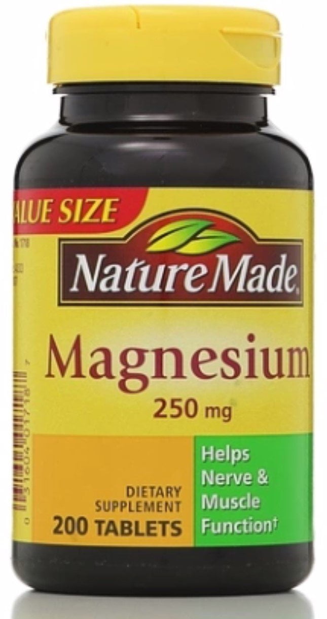 Nature Made Magnesium 250 mg Tablets, 200 Count, 2-Pack, Supports Nerve ...